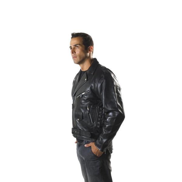Side Lace Brando Biker Waxy Cowhide Leather Jacket Eagle Embossed At B ...
